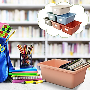 Huwena 6 Pcs Plastic Cubby Bins for Classroom 11.6x7.7x5 Inch Book Bins with Self Adhesive Labels Classroom Storage Containers for Book Library School Organization Office Home