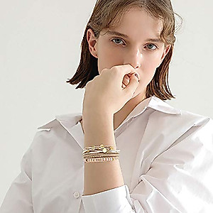 Wovanoo Leather Wrap Bracelet Set 3Pack Multilayer Cuff Bracelet Magnetic Clasp Bracelet Bead Crystal Bracelet for Women Girls Crystal