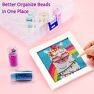 Embroidery Diamond Storage Box, JUSTDOLIFE Storage Boxes for Diamond Painting with 30 Small Beads Diamond Painting Storage Containers with Lid for Jewelry DIY Art Craft Rhinestones Sewing