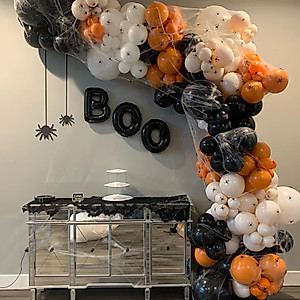 164Pcs Halloween Balloons Garland Kit for Halloween Party Decorations,Orange Apricot Off-White Balloons with Pumpkin Foil Balloons for Baby Shower Birthday Halloween Party