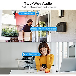 HITOSINO 4MP PoE IP Camera - 2.8mm, Strobe Light and Audible Warnning,WDR,H.265+,IP67,Built-in Two-Way Audio,Human and Vehicle Detection