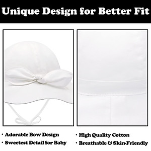 Sarfel Baby Girl Sun Hat Summer Baby Hats UPF 50+Toddler Sun Hat Infant with Wide Brim Bucket Hat White 46cm/0-6 Months