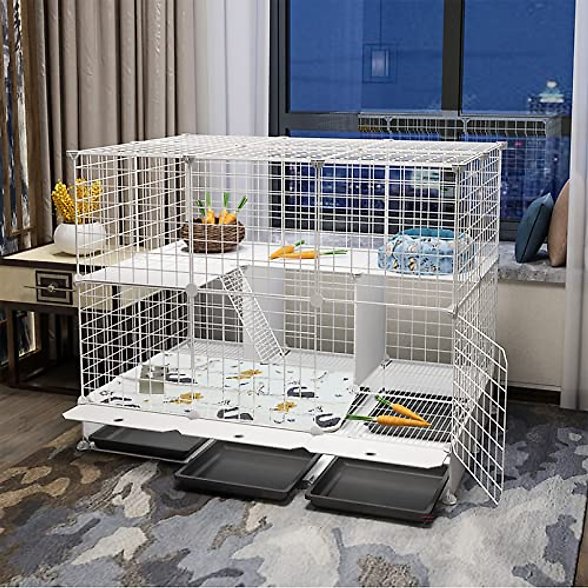 MUYG Washable Guinea Pig Cage Liners,4 Pack Hamsters Anti Slip Absorbent Pee Pads Small Animals Cute Waterproof Training Bedding Liner Pad for Bunny Rabbit Chinchilla Hedgehog(11.8x17.7in)