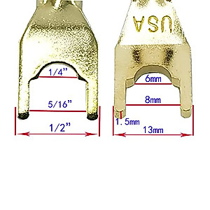 WJSTN 001 Fork Spade Plug to Spade Plug Speaker Jumper Cable，U-Shaped Y-Plug Terminal Jumper Cable, 4 Pack 8 in