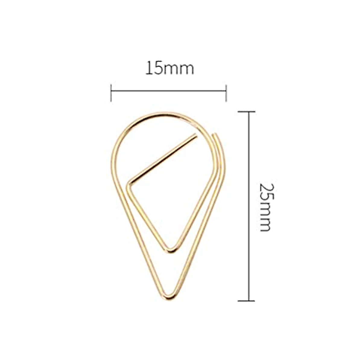 ibasenice Water Drop Paper Clips - 100 Pcs Gold Paper Clips/Metal Paper Clip Holders/Bookmarks Water Drop Shape Gold Paper Clips for Books, Memos, Paper, Posters, Photos
