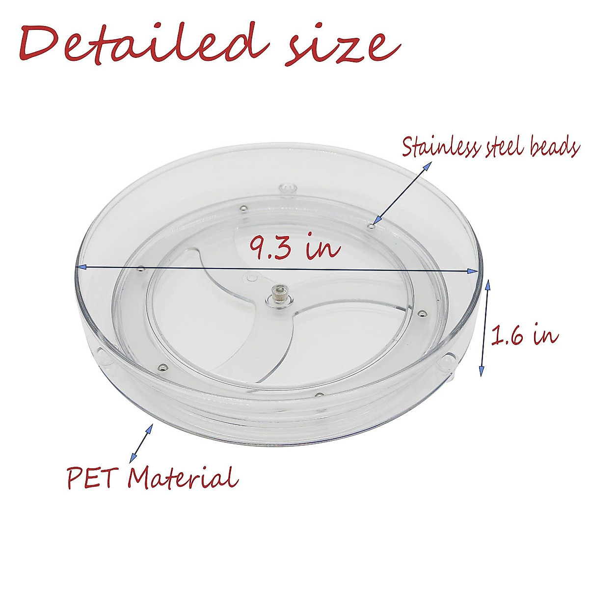 Lazy Susan Turntable Storage Organizer 2 Pcs，Kitchen Spice Rack，Rotation Clear Cupboard Turntable,Dressing Table Storage Rack,Use for Kitchen Dining Room Cabinet Refrigerator Bathroom and Powder Room