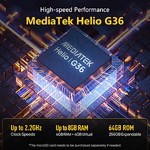 Ulefone Armor X12 Pro Rugged Smartphone Unlocked, MTK Helio G36 8GB+64GB Android 14 Cell Phone, 13MP+8MP, 5.45" HD+, 4860mAh, Dual SIM 4G Rugged Phone, NFC GPS OTG FM,T-Mobile,Black