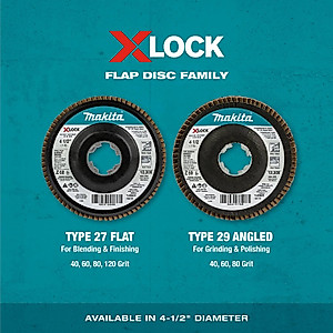 Makita T-03894 X-LOCK 4‑1/2" 40 Grit Type 29 Angled Grinding and Polishing Flap Disc for X-LOCK and All 7/8" Arbor Grinders