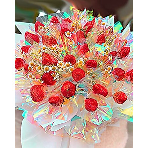 35 in x 50 ft Iridescent Cellophane Wrap Roll – Rainbow Cellophane Roll, Iridescent Film Cellophane Bags Large, Rainbow Wrapping Paper for Flower Gift Baskets Wrap DIY Wrapping (35" fold into 17.5")