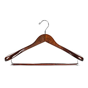 Luxury Wide Shoulder Wooden Hangers 6 Pack, with Locking Bar, Smooth Retro Finish Wood Suit Hanger Coat Hanger for Closet, Holds Up to 20lbs, 360° Swivel Hook, for Jacket, Dress Heavy Clothes Hangers
