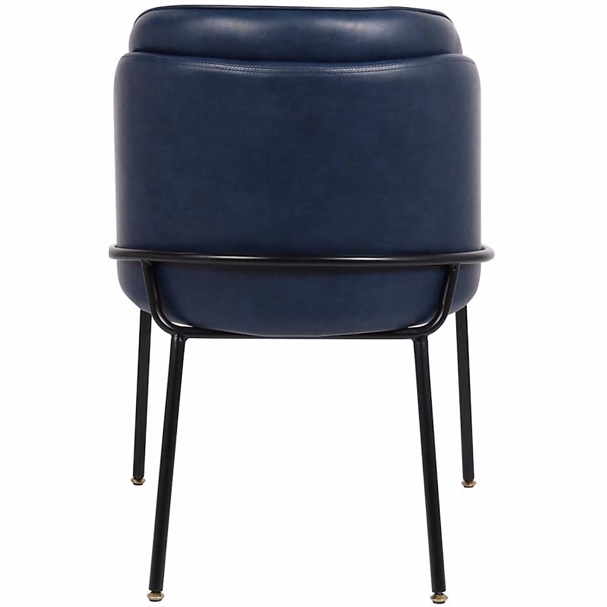 Meridian Furniture Jagger Collection Modern | Contemporary Faux Leather Upholstered Dining Chair with Matte Black Iron Legs, Set of 2, 22" W x 23" D x 31" H, Navy