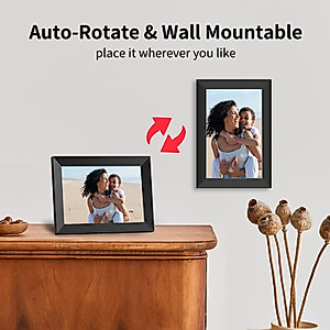 SKYRHYME 10.1 Inch WiFi Digital Picture Frame, Digital Photo Frame with IPS Touch Screen, 16GB Storage, Easy to Share Photos or Videos via APP, Auto-Rotate