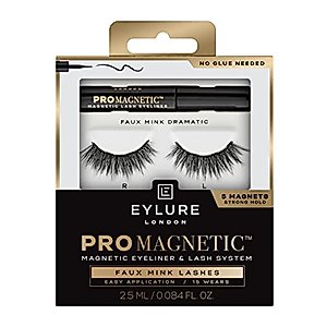 Eylure PROMAGNETIC Magnetic Eyeliner and False Lashes Kit, Faux Mink Dramatic, 1 Pair Reusable Eyelashes, No Glue Needed Black