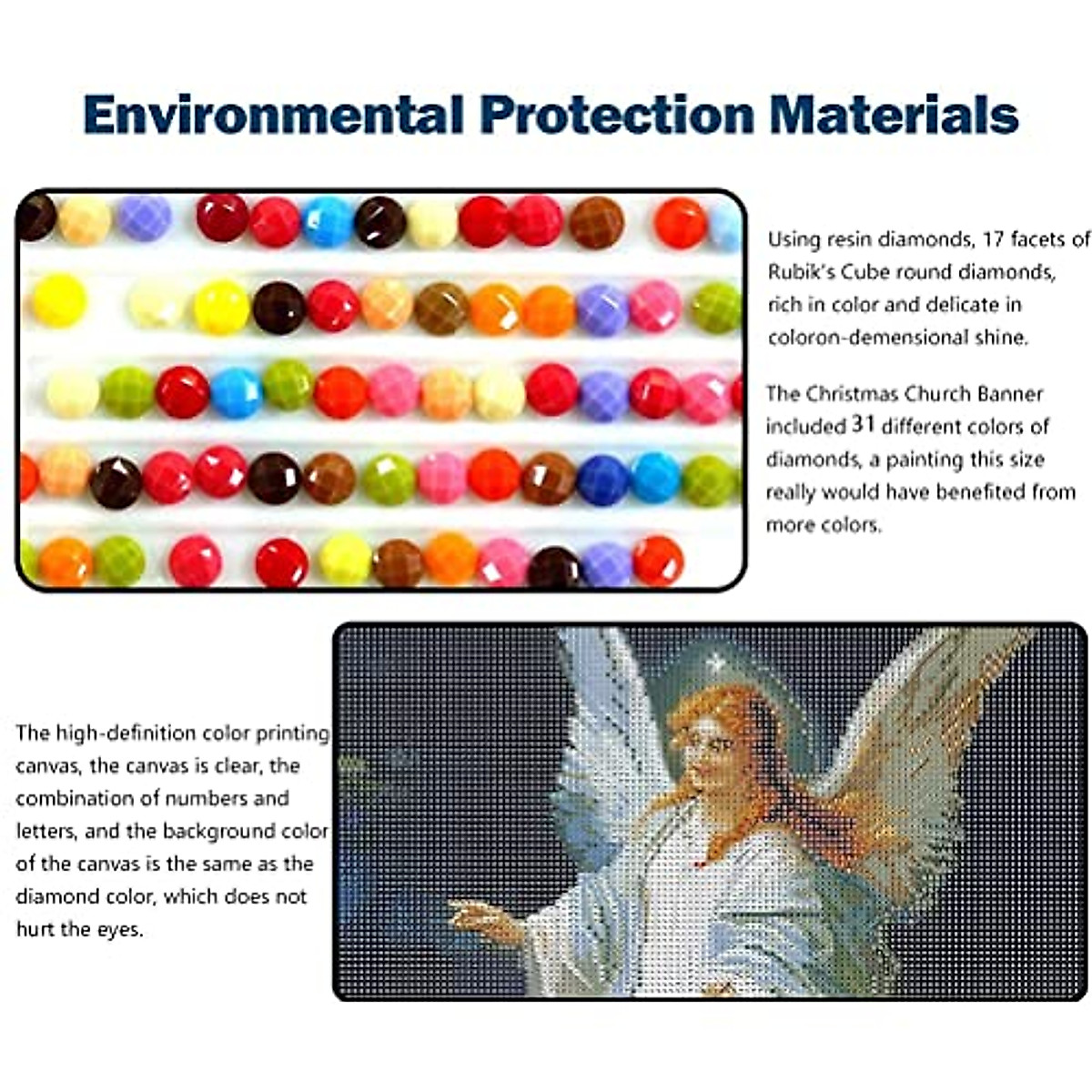 JesMolla 5D DIY Diamond Art Painting Kits for Adults, Large Size Full Drill Diamond Arts Rhinestone Pasted, DIY Painting Diamonod Dot Arts Crafts for Home Wall Decor Gift, 15.8”x21.6” (Angel Bless)