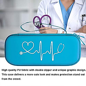 BOVKE Travel Stethoscope Case for 3M Littmann Classic III, Lightweight II S.E, MDF Acoustica Deluxe Stethoscope, Extra Room for Medical Scissors, LED Penlights and Nurse Accessories, Turquoise