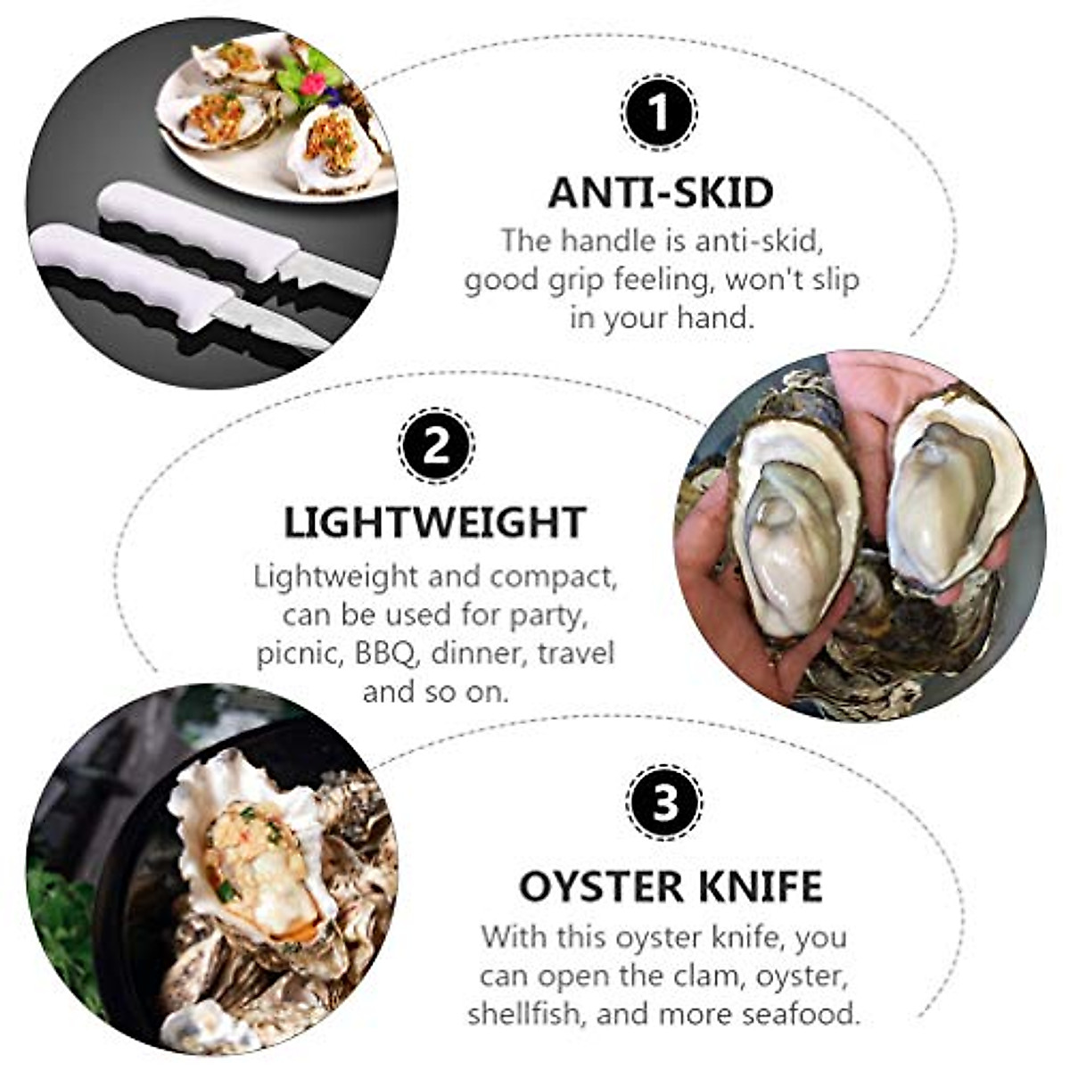 DOITOOL Oyster Shucking Knife Crab Tools Corkscrew 2Pcs Stainless Steel Oyster Knife Non- Clams Knives Seafood Scallop Opening Tools for Home Kitchen Kits Home Tools Shell Knives