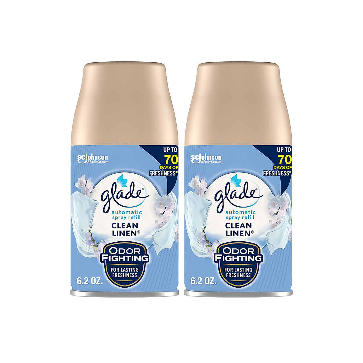 Glade Automatic Spray Refill, Air Freshener for Home and Bathroom, Clean Linen, 6.2 Oz, 2 Count