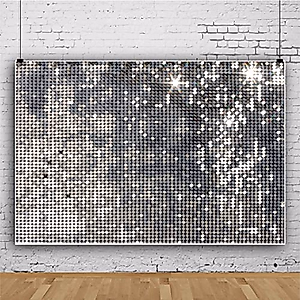 YongFoto 7x5ft Disco Party Backdrop Sliver Sequins Photography Background Glitter Halos Wedding Birthday Party Cake Table Banner 70s Theme Party Backdrop Disco Decorations Backdrop