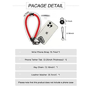 project-cb Hand Wrist Phone Strap,Phone Lanyard Patch ×2,Cell Phone Case Holder,Wristlet Strap for Key,AirPods,Camera (Black, 15.7inch)