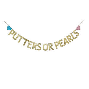 Putters Or Pearls Gold Paper Banner, Gender Reveal Party Sign, Baby Shower Party Decorations Supplies