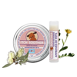 Pawtitas Itch Soother Dog Balm Relief from itching Skin, Flaky, Dry Coat, Hotspot, Rash and Damaged Skin Made with Organic Almond and Goldenseal Provide Instant Calmness for Your Travel Size 0.15 OZ