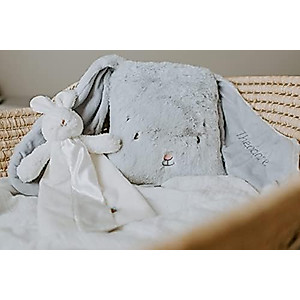 Bunnies By The Bay "Bun Bun Bunny" - 11 inch Stuffed Rabbit and Baby Blanket - Bye Bye Buddy Travel Size Baby Lovey - Super Soft Velour with Satin Lining