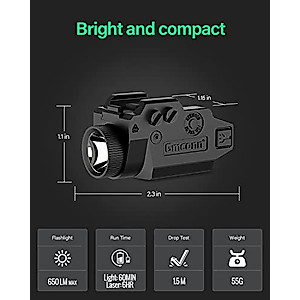 Gmconn Green Laser Light Combo, Tactical Pistol Light 650 Lumen LED Flashlight with Green Beam for Glock Taurus