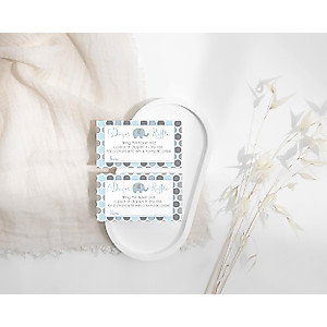 Paper Clever Party Blue Elephant Baby Shower Invitation Bundle with Blank Invites with Envelopes for Boys Diaper Raffle Tickets Bring a Book Insert Cards Set (25 of Each) Jungle Theme Royal Prince