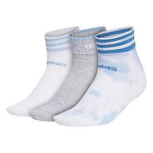 adidas Women's 3-Stripe 2 Color Wash 3-Pack Low Cut, Ambient Sky Blue/Violet Tone Purple/White, Medium