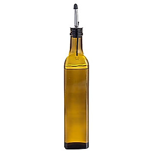 Restaurantware RW Base 16.9 Ounce Olive Oil Dispenser 1 Kitchen Oil Dispenser Bottle - With Stainless Steel Pourer Non-Leaking Amber Glass Olive Oil Pourer For Cooking Or Salad Dressings