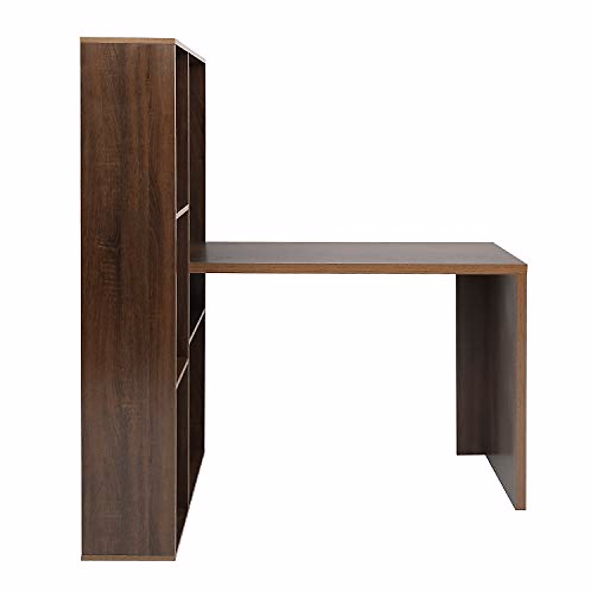 Haplized Modern Minimalist L-Shaped Office Computer Desk with 6-Tier Open Storage Shelf - Ideal for Office, Learning, and Gaming (Walnut)