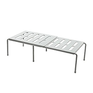 Generic Expandable Storage Rack Scalable Design Shelf Multifunctional for Cabinet Kitchenware, Gray