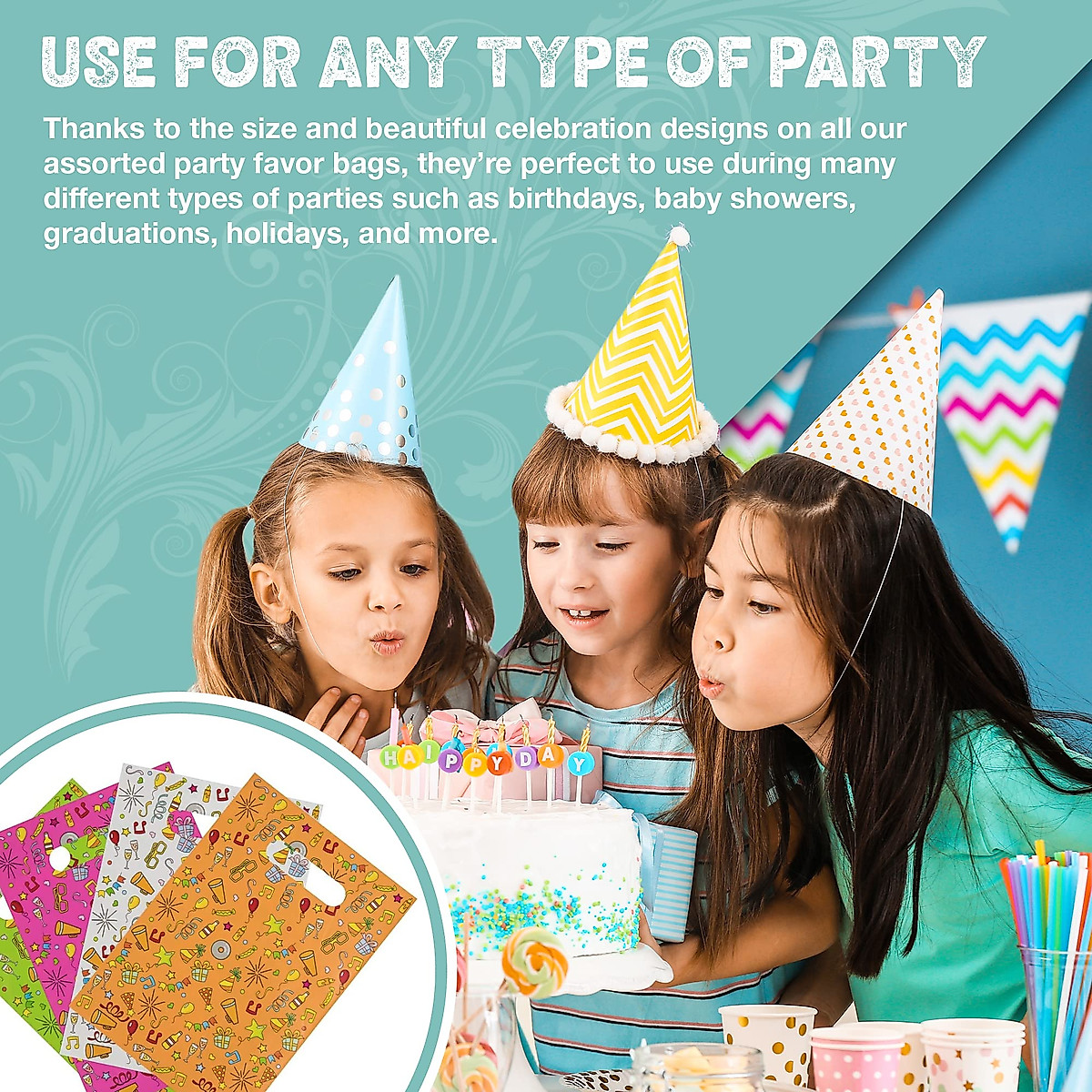 Wowfit 40 CT Party Bags – Assorted Party Favor Bags – 40 Goodie Bags in 4 Colors – Perfect for Birthdays, New Years, Graduations, Anniversaries, and More – 6.8 x 10 Inch Birthday Bags