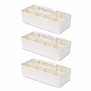 Enjoy Organizer -Large Portable Caddy, DIY Dividers, 8 Compartments, Bathroom Organizer,Portable Basket with Handle Storage Organizer Modern Made in USA (3 PACK, Ivory)