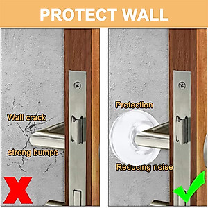 Door Stopper Wall Protector, Adhesive Bumper Protector, Reusable Rubber Door Stops from Door Knobs, Shock Absorbent Wall Shield for Door Handle (Clear-4 Pcs)