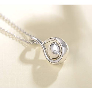 FANCIME June Birthstone Pearl Necklace 925 Sterling Silver Infinity Pearl Necklace with Genuine Quality 9-10mm Freshwater Cultured Pearls Fine Jewelry for Women