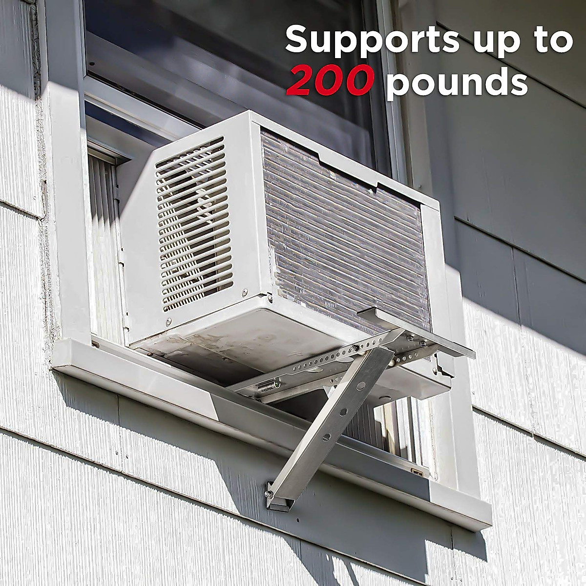 TURBRO ACS-200 Universal Window Air Conditioner Support Bracket - Up to 200 lbs - Fits 5,000 to 12,000 BTU, Heavy Duty Window AC Support for Frigidaire, GE, TOSOT, and More