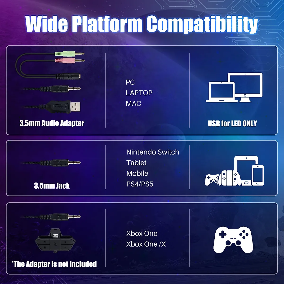 Stynice Gaming Headset for PC, PS4, Xbox One, Laptop, Crystal Clear Surround Sound Computer Gamer Headset with Noise Canceling Mic and LED Light - Lightweight and Comfortable Gaming Headphone