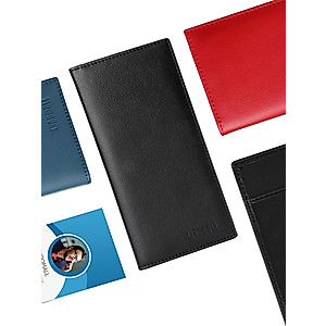 YOOMALL LYOOMALL Leather Checkbook Register Cover Holder Case with Pen Holder Slim Wallet
