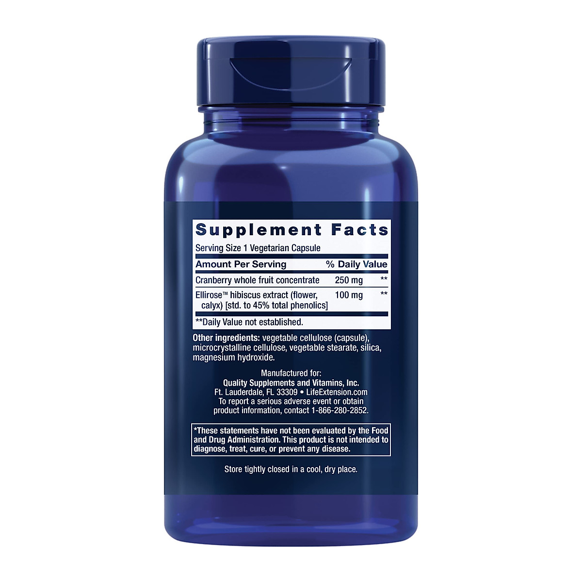 Life Extension Optimized Cran-Max®, cranberry whole fruit concentrate with hibiscus extract, best in class support for female urinary tract health, gluten-free, vegetarian, non-GMO, 60 capsules