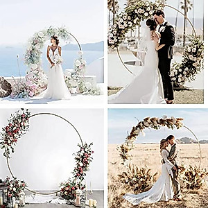 BOJOY 7.8ft Balloon Arch Stand, Circle Backdrop Stand, Golden Metal Round kit Decoration, for Birthday Party, Wedding, Baby Shower, Photo Background Decoration