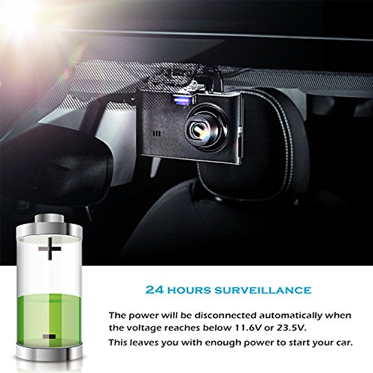 Dash Cam Hardwire Kit, Mini USB Hard Wire Kit Fuse for Dashcam, Plozoe 12V-24V to 5V Car Dash Camera Charger Power Cord, Gift 4 Fuse Tap Cable and Installation Tool（11.5ft