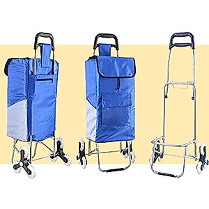 Shopping Trolley on Wheels Multi Function Shopping Cart Fashion Folding Portable Luggage Small Trailer Labor-Saving Large Capacity Stainless Steel Rod Storage Hand Trucks,B ,