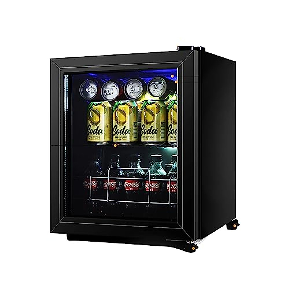 OOTDAY 75 Can Beverage Refrigerator - Freestanding Ultra Cool Mini Drink Fridge - Wine Cooler with Adjustable Shelving Glass Door for Home & Office