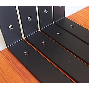 8 Pack - L 8" x H 6" x W 1.5", 5mm Thick Black L Shelf Bracket, Iron Shelf Brackets, Metal Shelf Bracket, Industrial Shelf Bracket Decorative Shelving, Shelf Supports with Screws