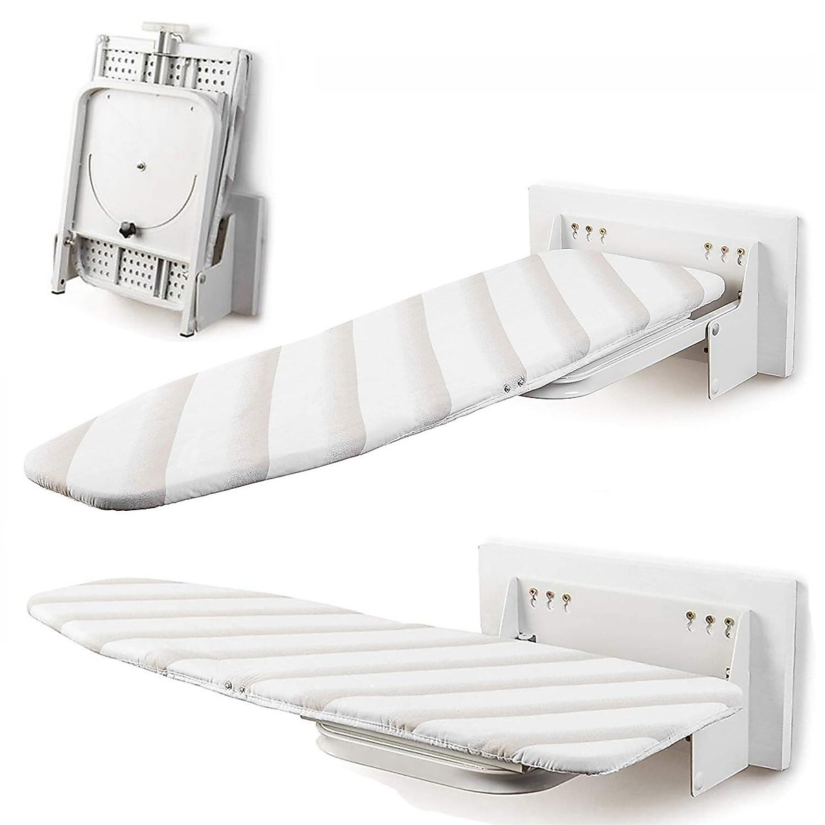 uyoyous Wall Mounted Ironing Board 37 x 13 Inch Foldable Ironing Boards with Heat Resistant Cover 180° Rotation Space-Saving Ironing Boards with English Manual
