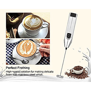 YHT Milk Frother Handheld, Electric Battery Operated Coffee Whisk, Stainless Steel Drink Frappe Mixer, Original Foam Maker, Mini Low Noise Blender for Cappuccino Hot Chocolate Matcha Latte