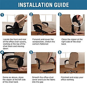 H.VERSAILTEX Velvet Home Office Chair Covers Stretchable Computer Desk Chair Covers Mid - High Back Universal Executive Boss Chair Covers Gaming Chair Covers Removable Machine Washable, Camel