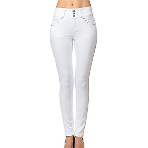 wax jean Women's High-Rise Push-Up Super Comfy 3-Button Skinny Jeans 0/24 White