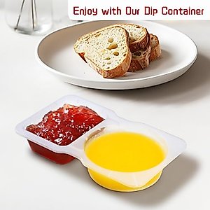 Vexulipro 15 PCS Divider Condiment Containers with Lids, Double Compartment Condiment Container, Dressing Containers with Lids, Small Plastic Containers with Lids, and Snack Containers